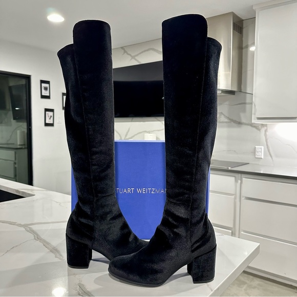 Stuart Weitzman | Shoes | Stuart Weitzman Jack Otk Over The Knee Black Velvet Boots | Poshmark